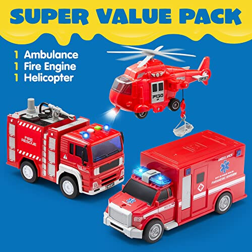 Toddler Fire Truck Toys for 3 4 5 6 7 Year Old Boys Fire Engine Emergency Vehicle Kids Toys Firetruck Friction Powered Car with Lights and Sounds on OnBuy