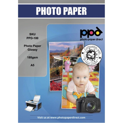 Inkjet A5 Glossy Photo Paper 180g Premium Quality Instant Dry and Water ...