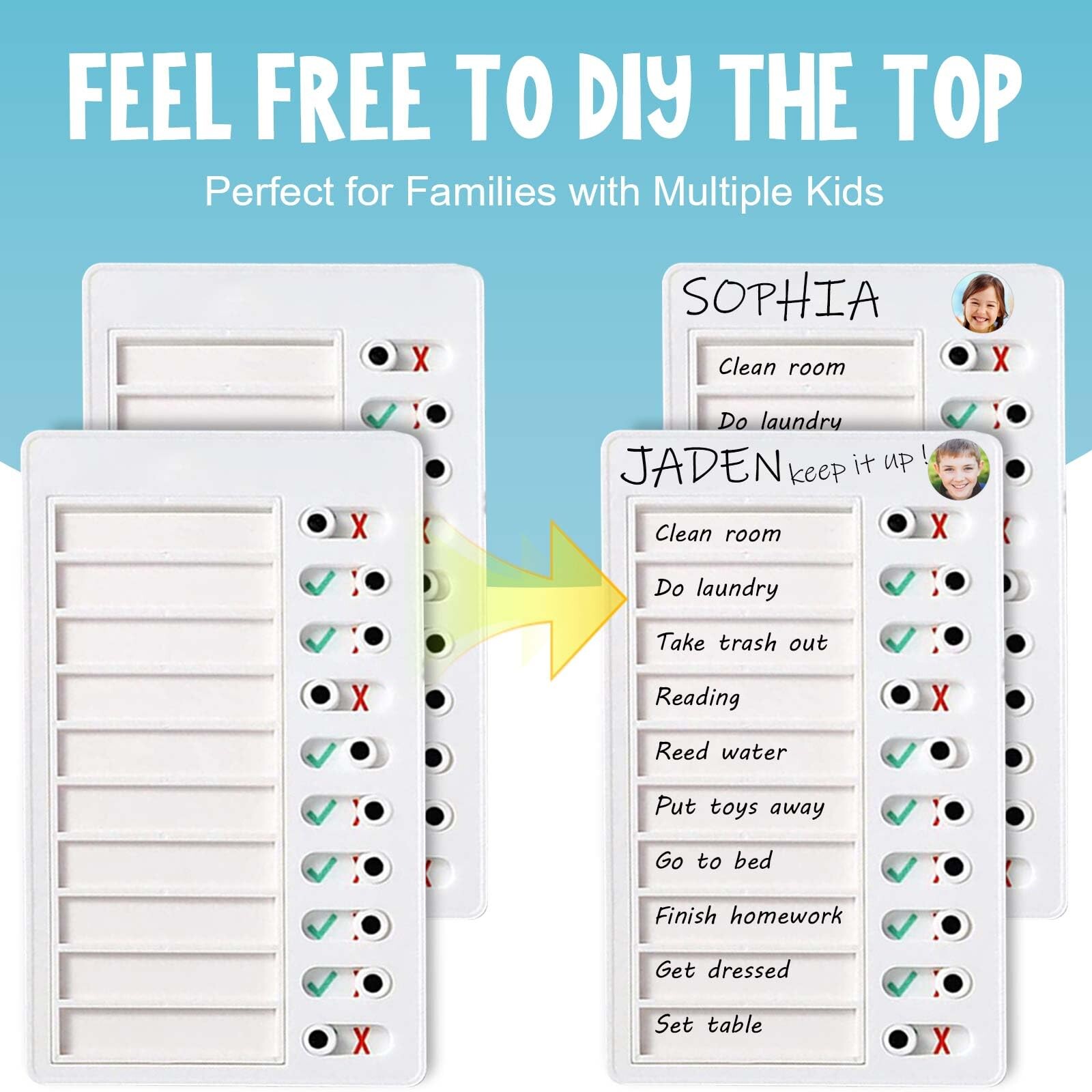 2 Pcs to Do List Checklist Board, Chores Chart for Kids Adults Routine Chart for Children, to Do ...