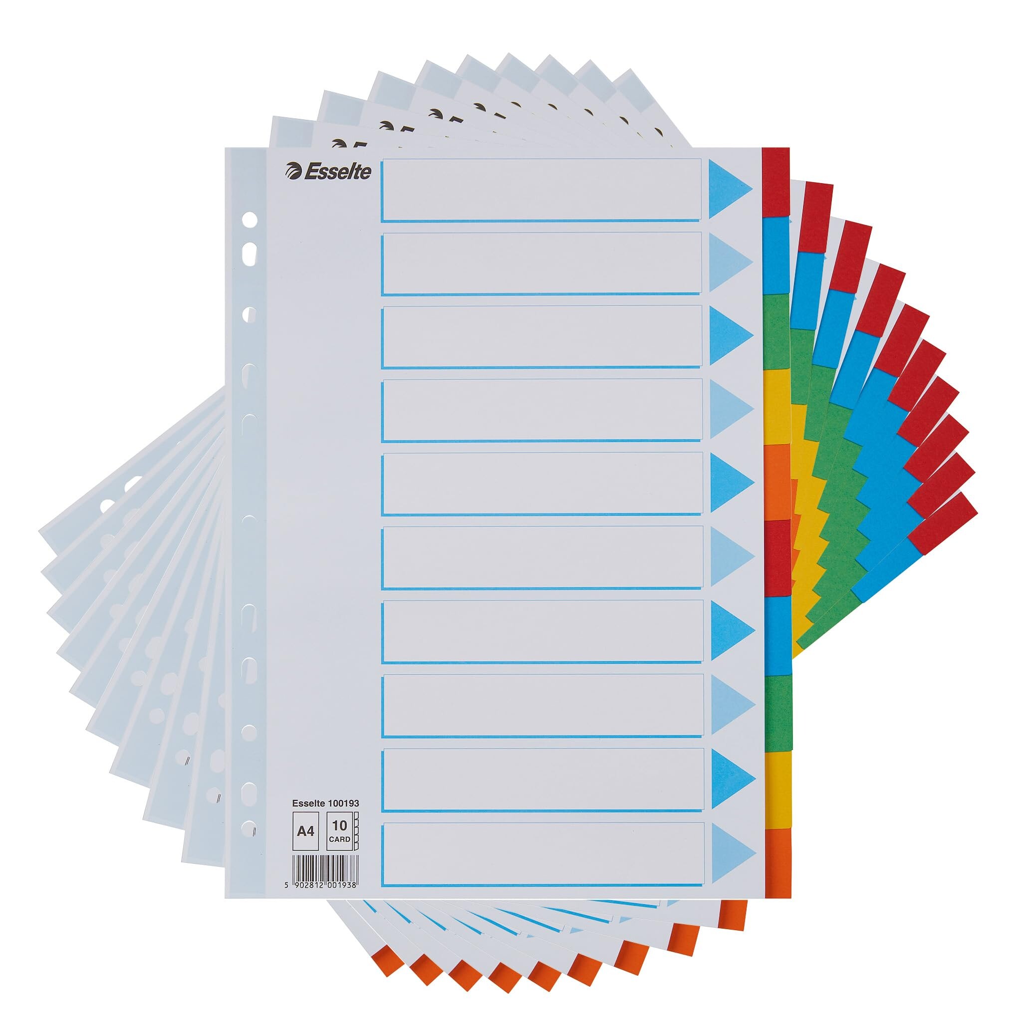 10 Packs A4 Card File Dividers, 10 Parts Coloured Folder Dividers with ...