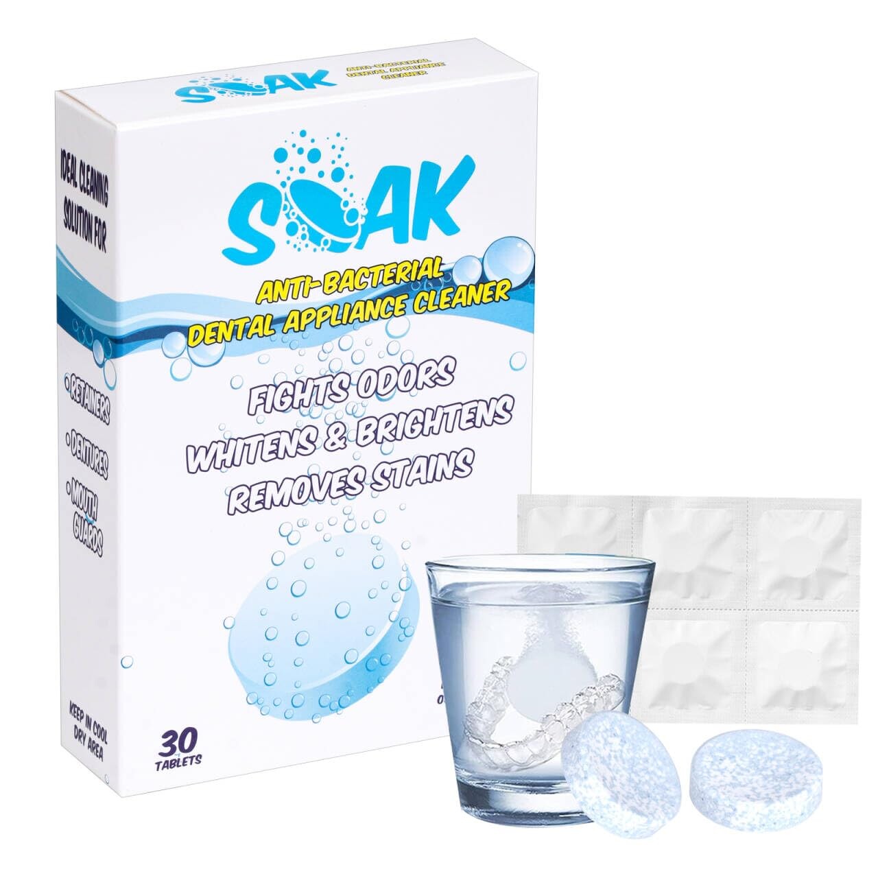 Denture Cleaning Tablets 30 Tablets for Overnight Dental Prosthesis ...