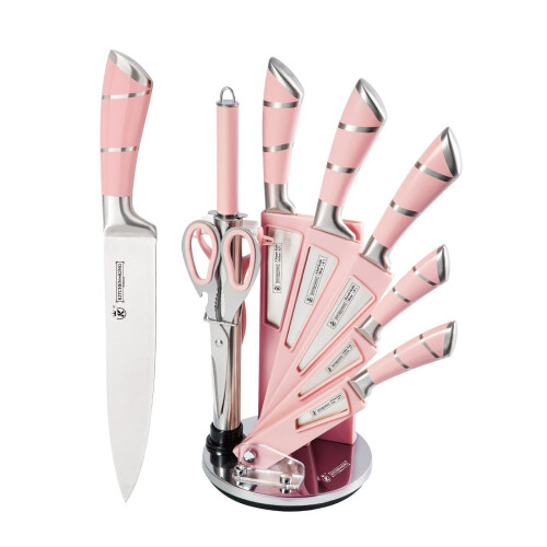 Kitchen Knife Set, 9 Piece Professional Kitchen Set with 360 Degree ...