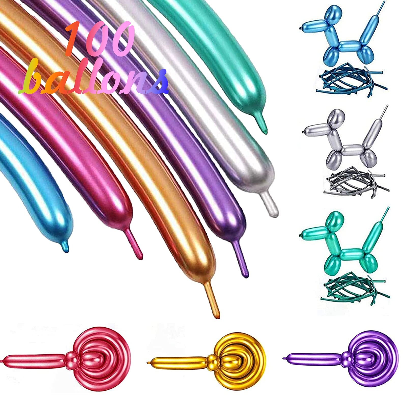 100pcs Modelling Balloon, 260Q Long Balloons for Balloon Animals ...