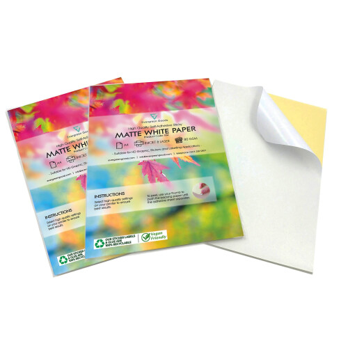Evergreen Goods 2 x 30 Sheets A4 Matte White Sticker Paper | Inkjet ...
