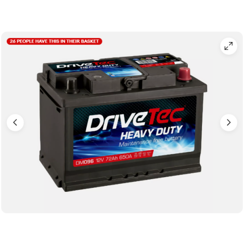 DriveTec Car Battery DM096 12V 72Ah 650A B13 3 Years Warranty T1 ...