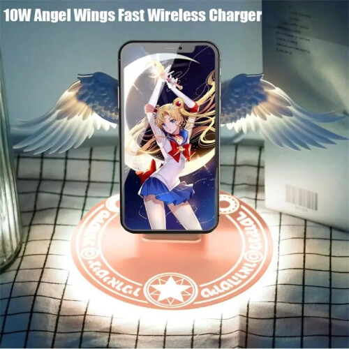 10W Angel Wings Fast Wireless Charger Universal Colorful Qi Charge Dock ...