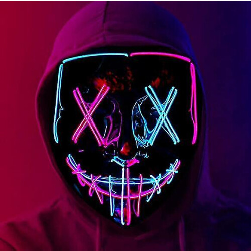 (blue pink) Led Purge Mask Light Up Scary Mask For Cosplay Costume on OnBuy