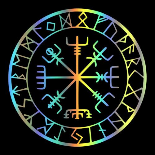 (25 X 25 cm, laser) car sticker Viking Protection Runes Vegvisir ...