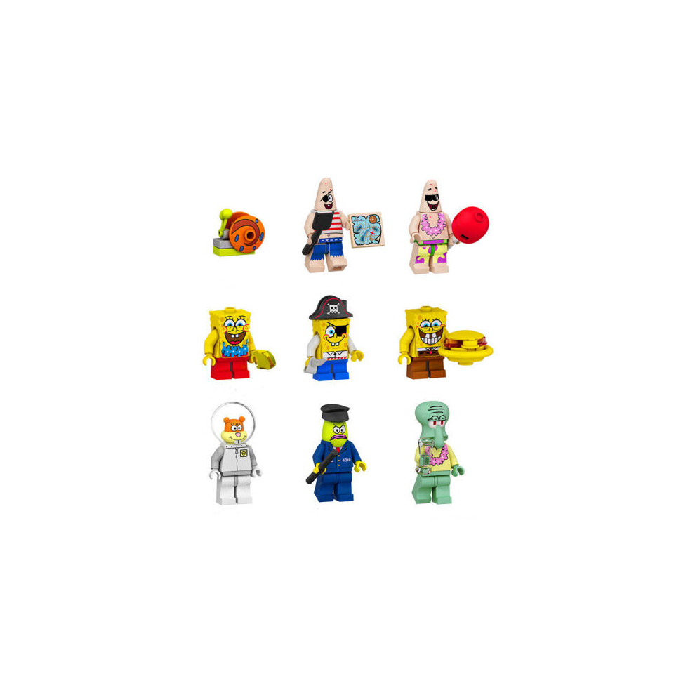9PCS SpongeBob Minifigures Set for LEGO-Compatible Builds - DIY ABS ...