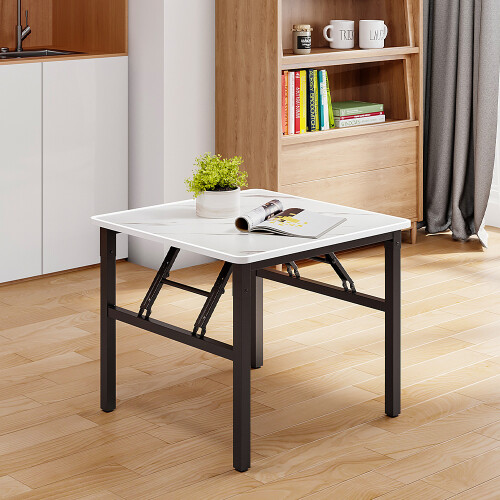 Square 60cm Folding Coffee Table with Marble Effect Top on OnBuy