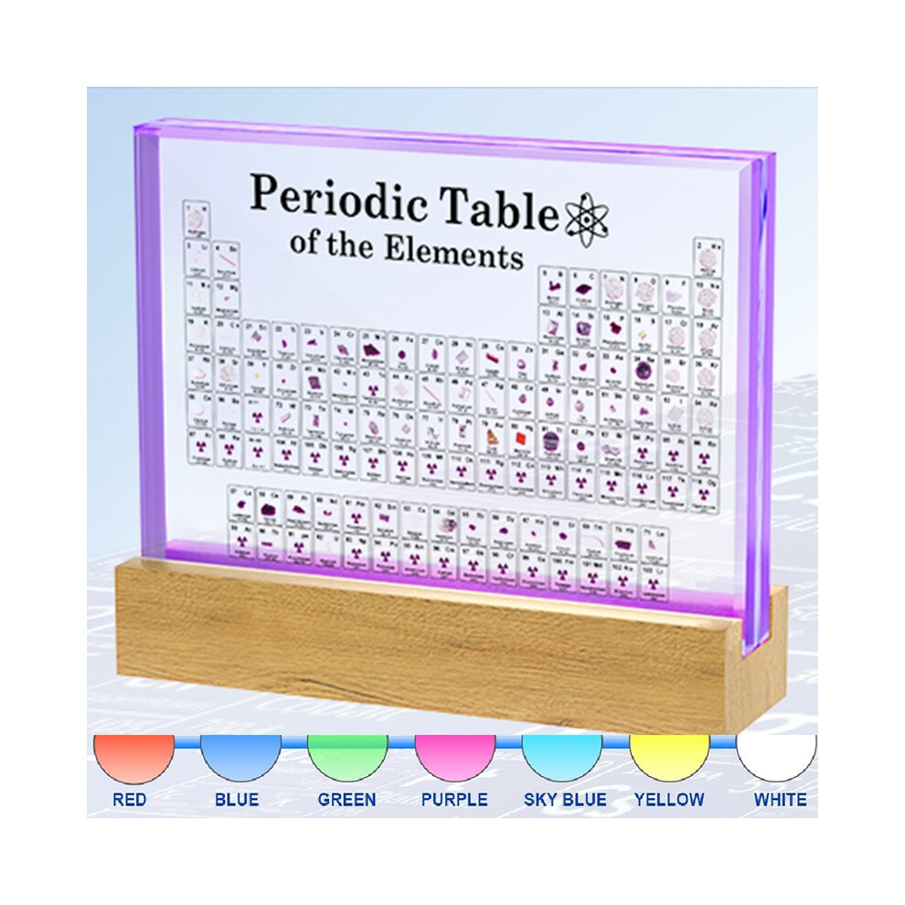 (With 7 color lights) Acrylic Periodic Table With Real Elements with ...