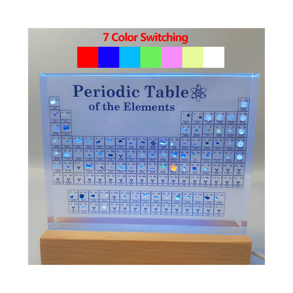 (With 7 color lights) Acrylic Periodic Table With Real Elements with ...