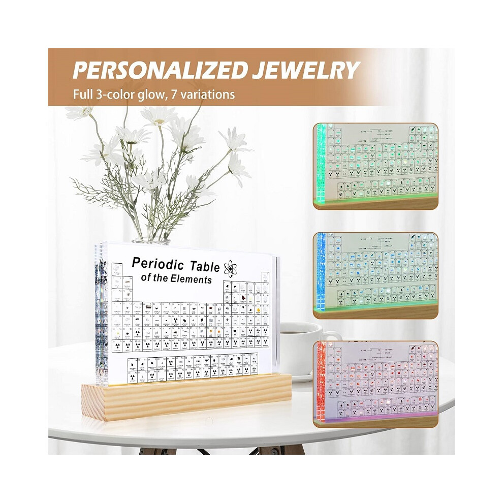 (With 7 color lights) Acrylic Periodic Table With Real Elements with ...