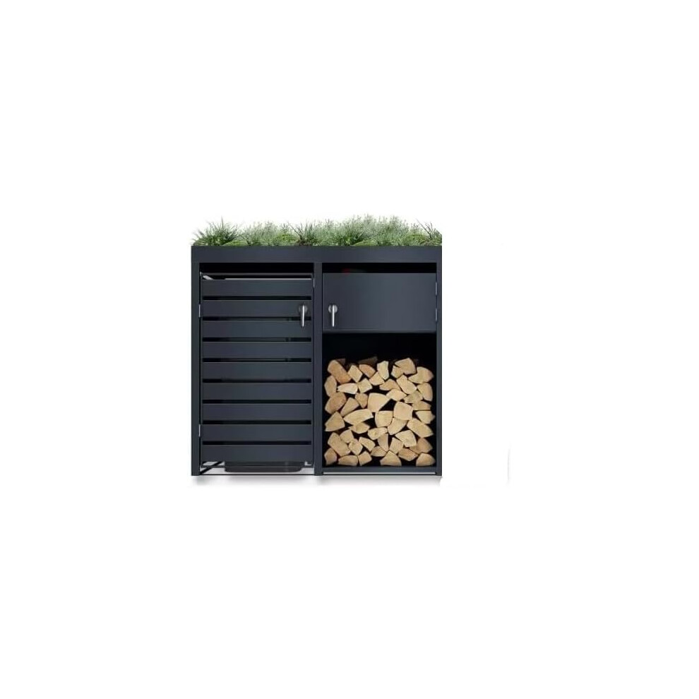 DWD® Single Wheelie Bin Hideaway with Plant Roof and Firewood Storage ...