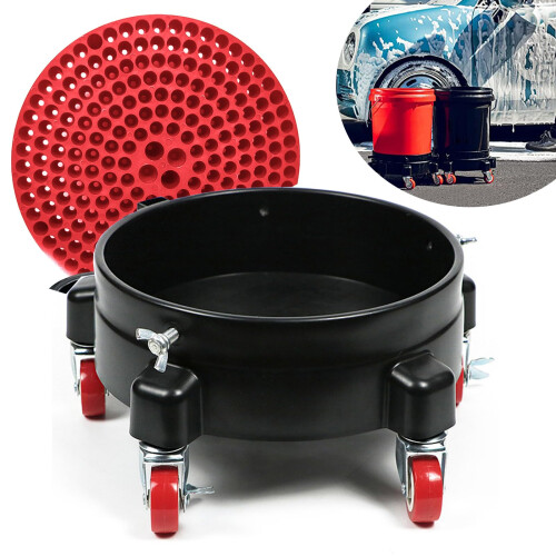 Car Wash Bucket, 5 Gallon Rolling Dolly Cleaning Buckets with Grit ...