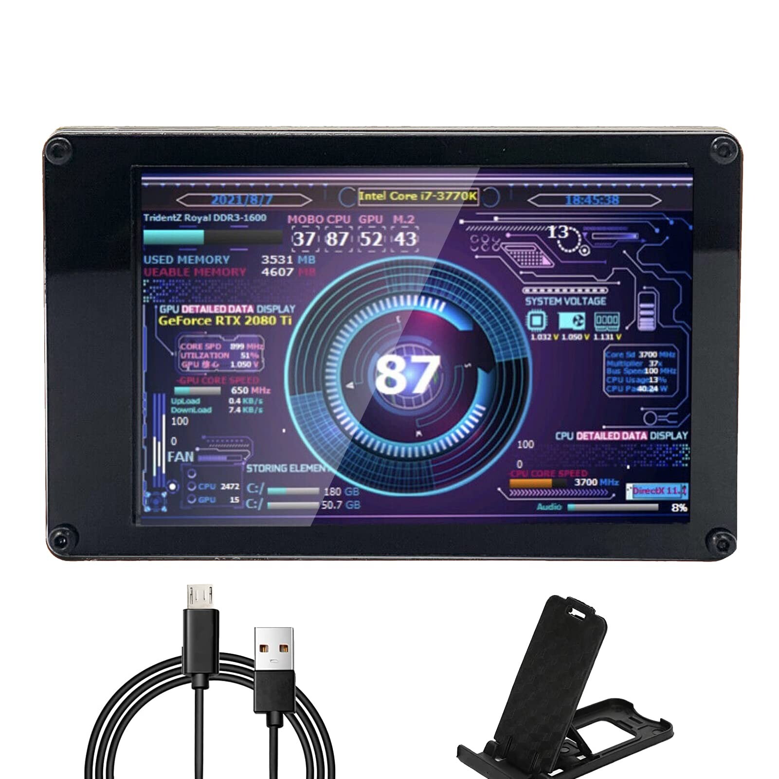 PC CPU Data Monitor, 3.5 Inch IPS USB Mini Screen Computer Sensor Panel ...