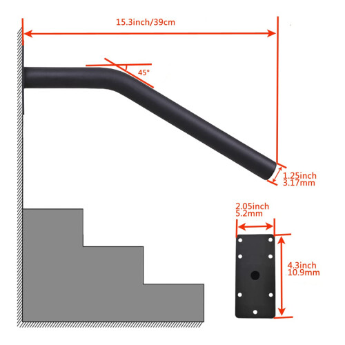 Handrail for 1-2 Step Stairs, Wall Mount handrails for Outdoor Steps ...