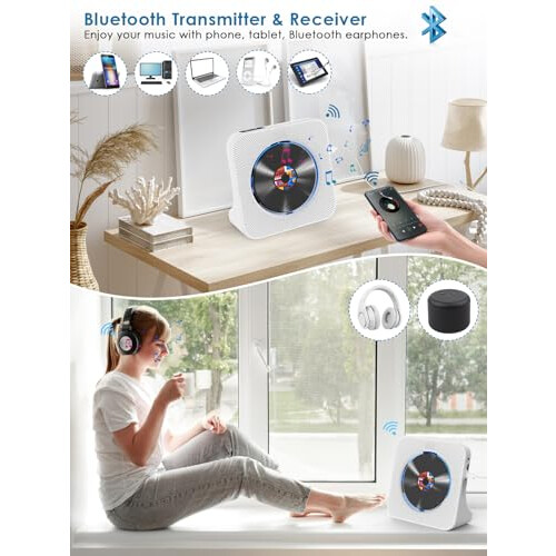 CD Player Bluetooth Desktop CD Player for Home CD Player with Timer ...