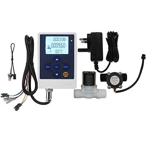 Water Flow Control Meter LCD Display Controller+G1/2" Water Hall Sensor ...