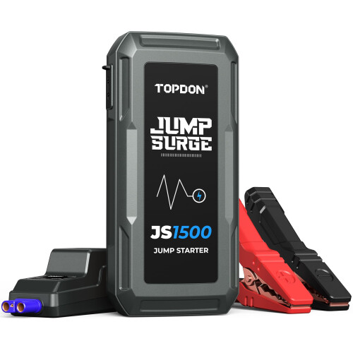 Jump Starter JS1500, 1500A/10000mAh Battery Booster Jump Starter Power Pack for Up to 6.5L Gas/4 ...