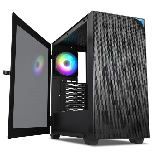 AL800 Full Tower PC Computer Case w/Door Opening Design Tempered Glass ...