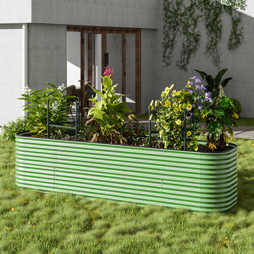 Oval-Shaped Galvanized Steel Raised Garden Bed, Light Green on OnBuy