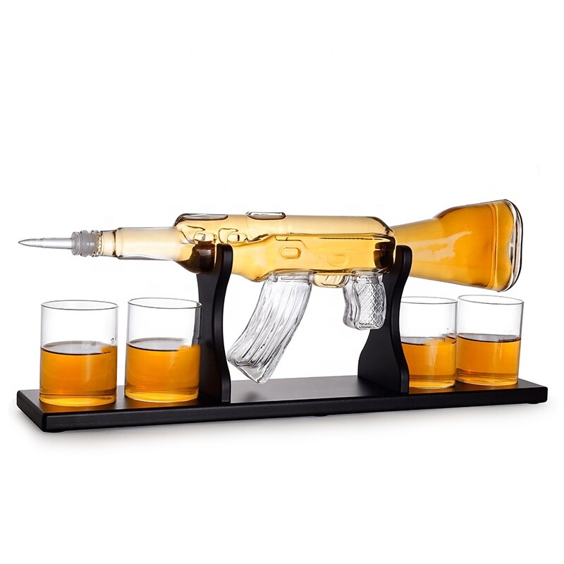 Rifle Gun AK47 Whiskey Decanter with 4 Whiskey Glasses Set - for Liquor ...