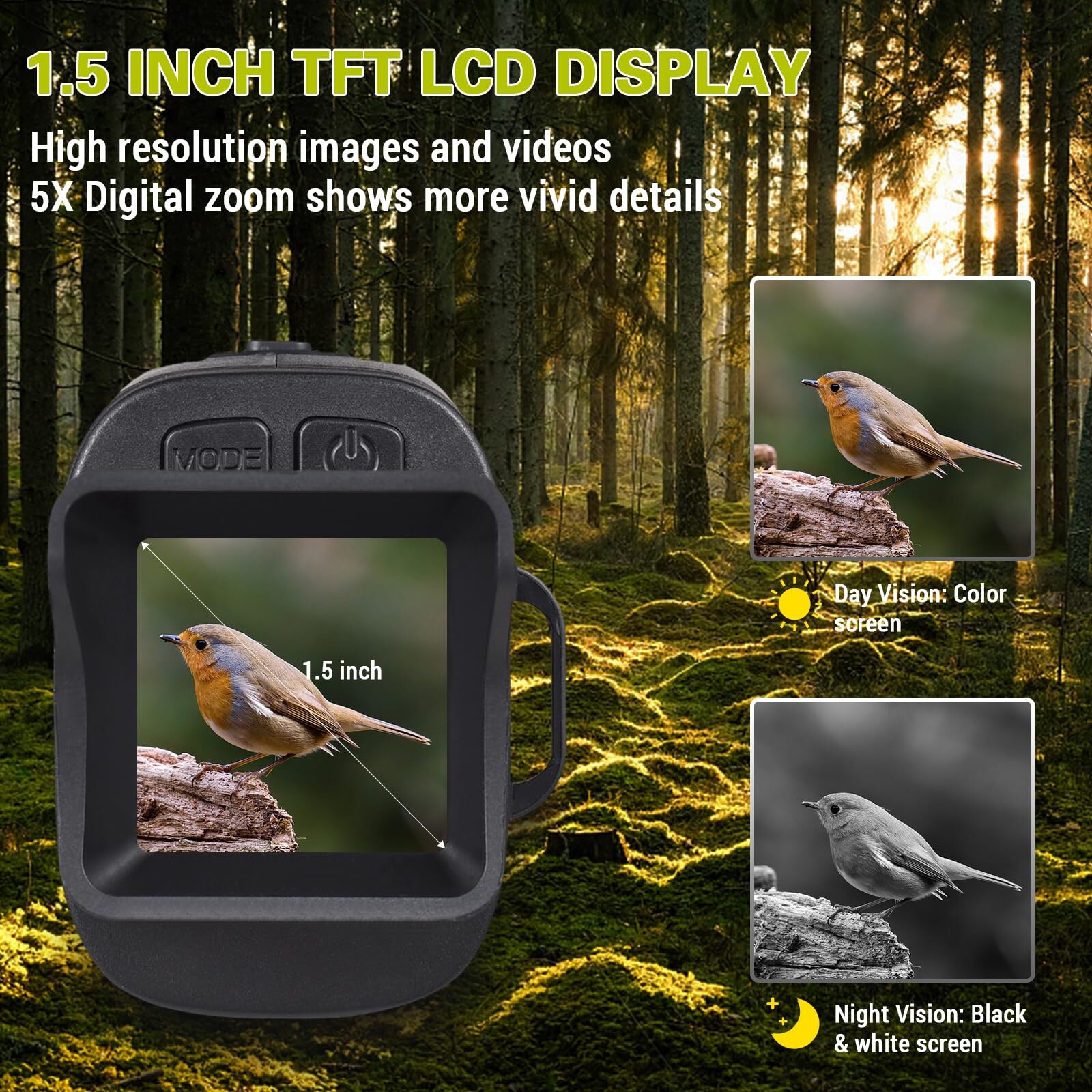 Gafas de visión nocturna digital, monocular de 7 niveles para la ...