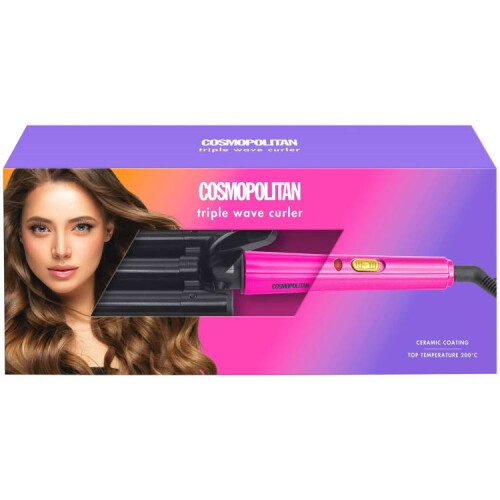 Cosmopolitan Triple WaveCurler With a ceramic coating triple wave-pink ...
