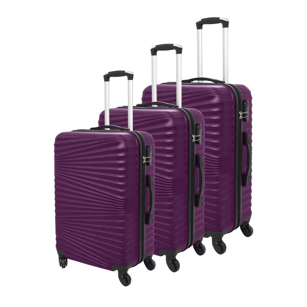 Purplish Red 3 Piece Lightweight Hard Shell ABS Trolley Luggage Set on OnBuy