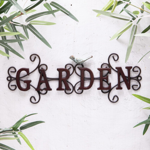 Metal Garden Sign Vintage Ornate Wall Plaque Rustic Outdoor Decor on OnBuy