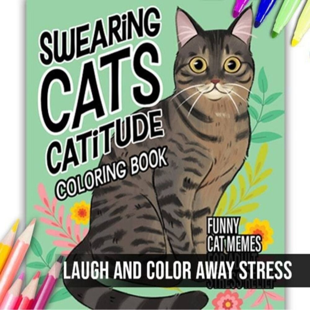 Creative Swearing Cats Coloring Book Drawing Handmade Coloring Drawing ...