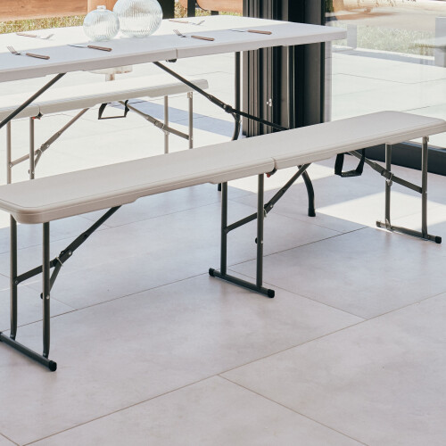 (Folding Bench - White) Heavy-Duty Picnic Folding Table Beer Bench ...