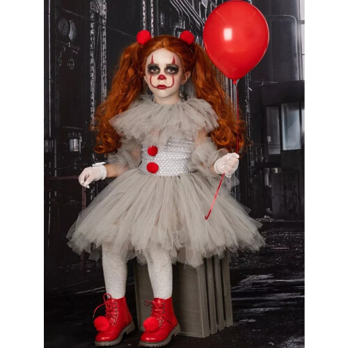 9 10T 140 Pennywise Halloween Costume Girls Creepy Carnival Fancy Kids Dress up on OnBuy
