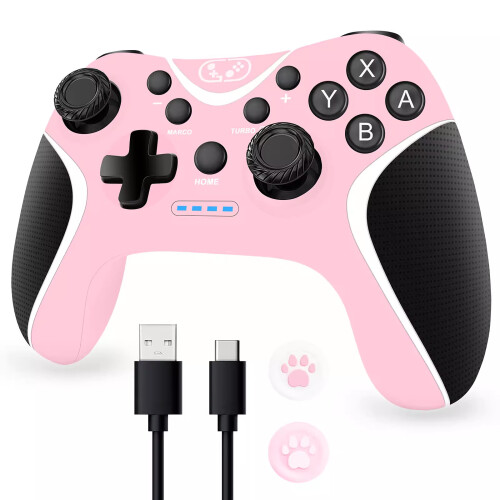 (Pink) Wireless Nintendo Switch Controller with Programmable/Vibration ...