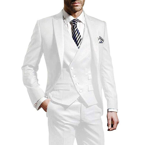 (white, XXL) Men's Suits Slim Fit, 3 Piece Suit for Men Tuxedo Suit Set ...