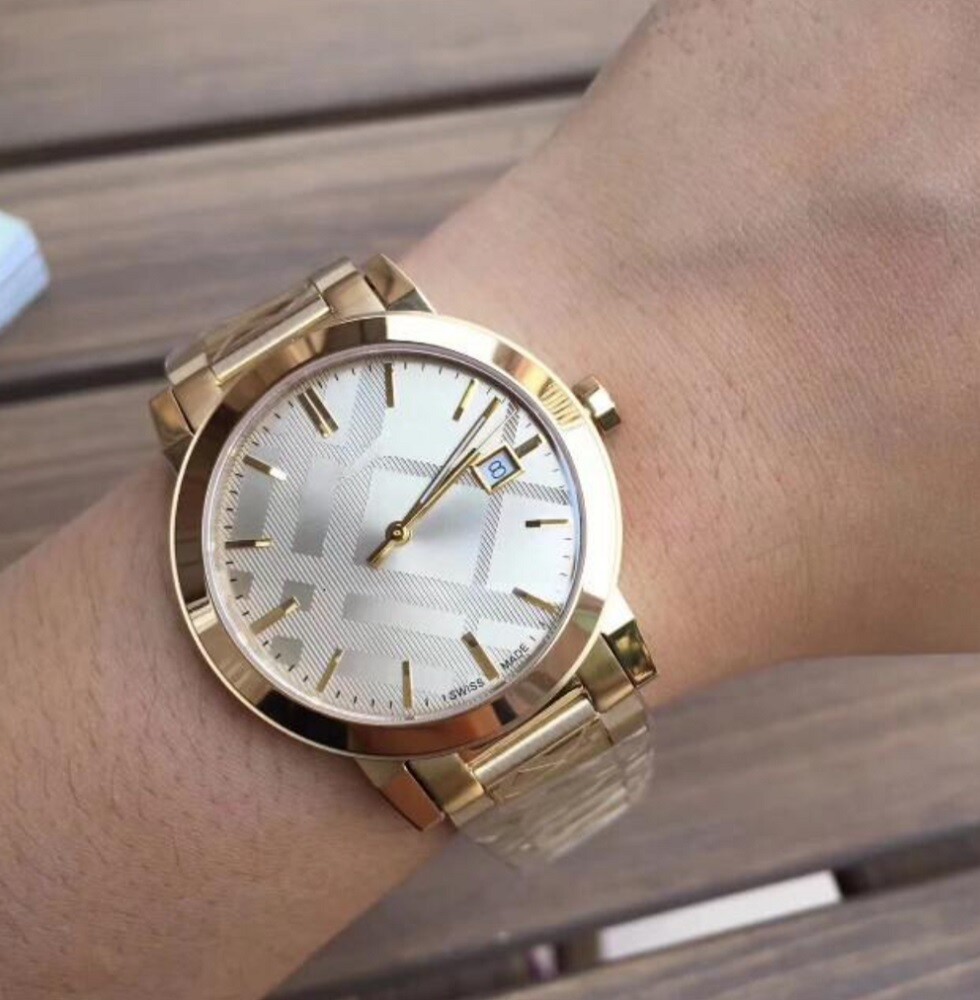 BURBERRY BU9038 UNISEX WATCH GOLD BRACELET & GOLD DIAL WITH GOLD CASE ...