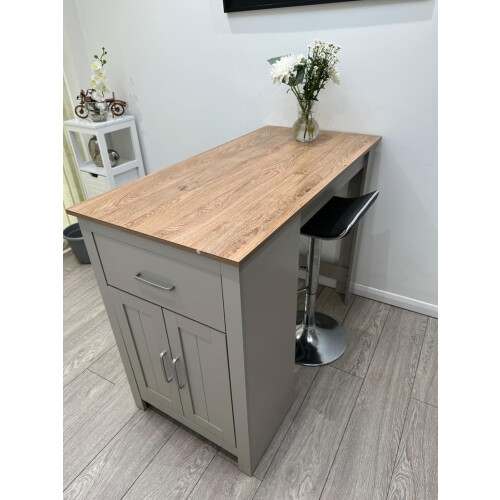 Breakfast Bar Table Tall Kitchen Island Storage Dining Rustic on OnBuy