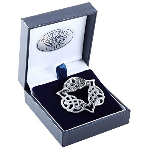 Scottish Celtic Twist Knot Polished Pewter Mini Sash, Plaid Brooch on OnBuy