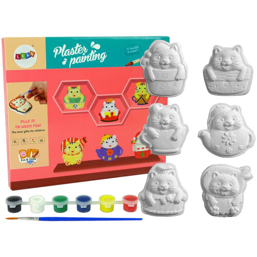 Paint Your Own Cat Plaster Casts: 6 Designs & Colors Set on OnBuy