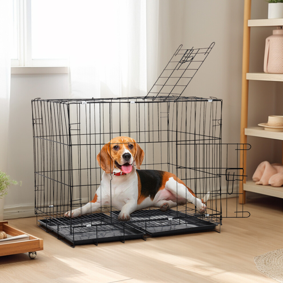 XL 70 50 60cm Dog Cage Puppy Cat Pet Crate Carrier Small Medium Metal Cages Training on OnBuy