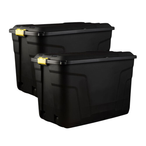 Set of Heavy Duty Storage Wheeled Boxes - Lockable Waterproof Storage 2 ...