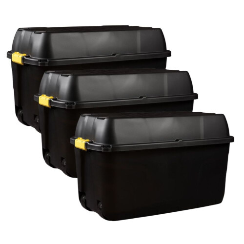 Set of Heavy Duty Storage Wheeled Boxes - Lockable Waterproof Storage 3 ...