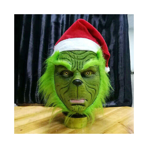 Grinch Latex Mask How the Grinch Stole Horror Helmet Christmas Cosplay ...