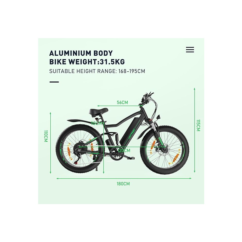 HITWAY Electric Bike BK9 26" 4.0 Fat Tire ,Electric Bicycle 250Watt ...