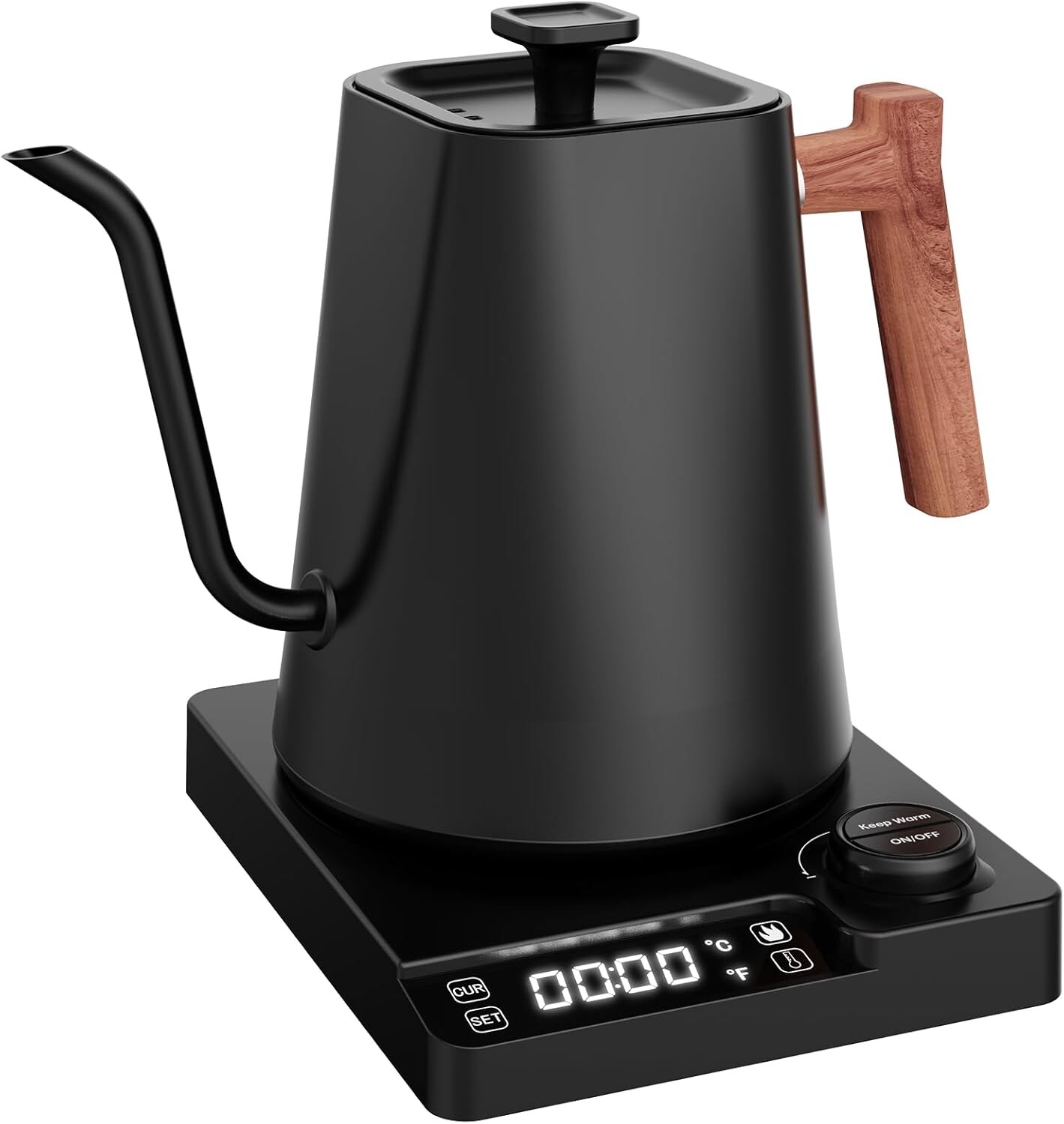 Stainless steel kettle with temperature setting, gooseneck kettle, 24-hour heating function ...