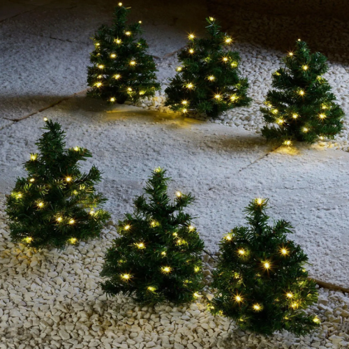 Set of 6 Led Lighted Christmas Pine Tree Light for Outdoor Garden Path ...