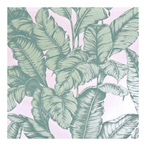 Boutique Sappor Large Scale Tropical Palm Leaves Green and Pink Floral ...