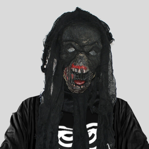 (Black Veil Mask) Gray Creepy Zombie Face Mask Ideal For Halloween ...