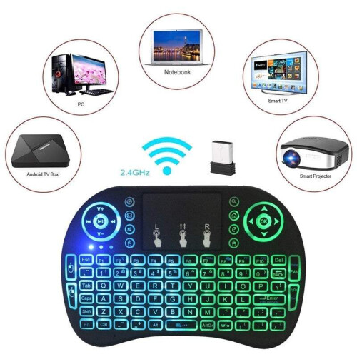 Tablet Keyboards 2.4Ghz Colourful Backlit Wireless Touchpad Mouse For ...